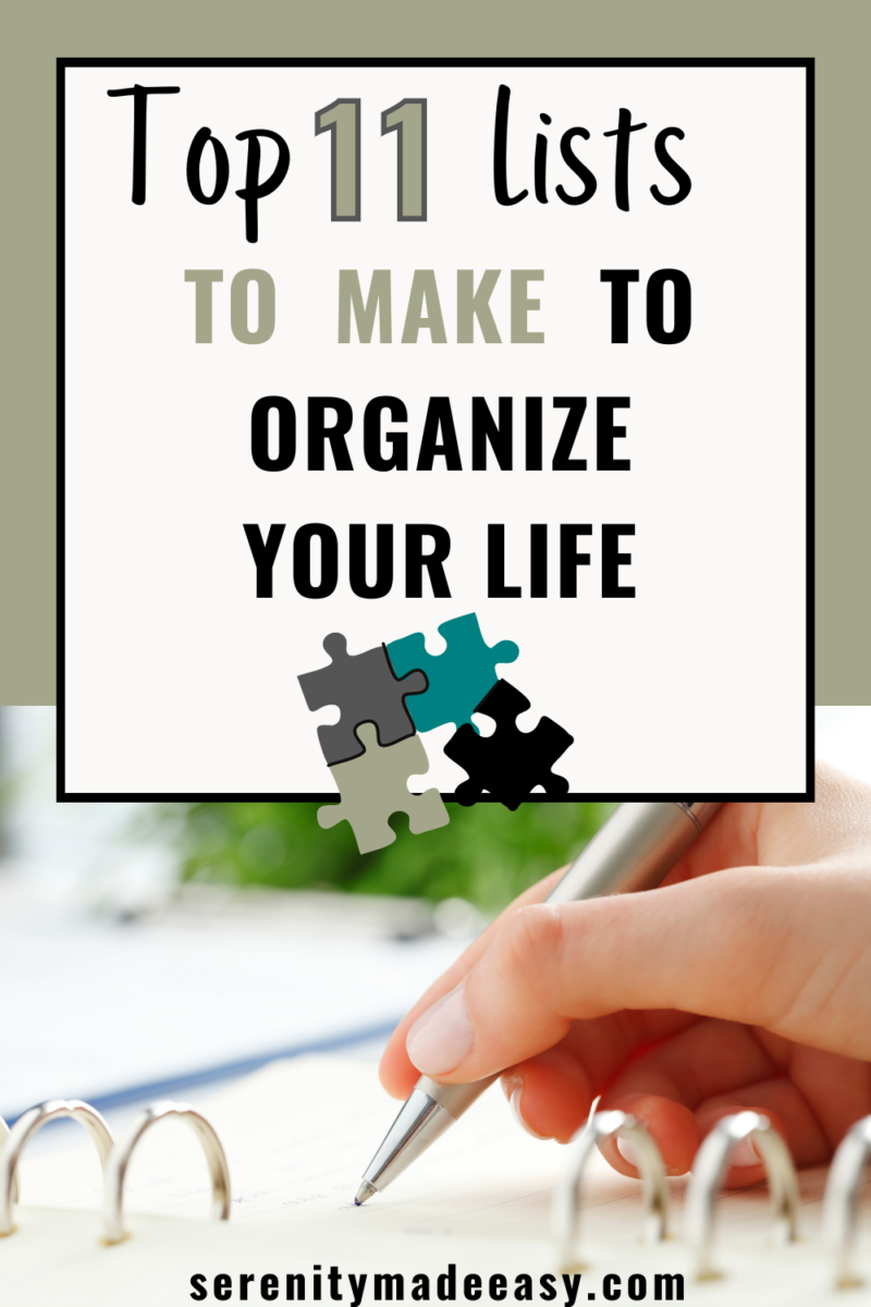 11 list ideas for an organized stress-free life - Serenity Made Easy