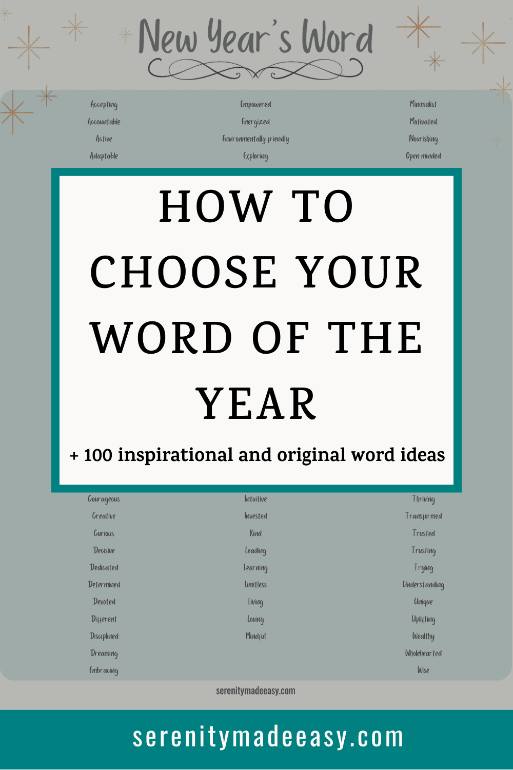 New Year's Word ideas to help support your goals - Serenity Made Easy